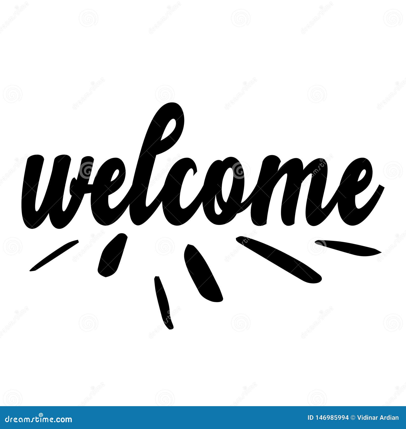 Lettering Hello Welcome Wrote by Brush. Hello Welcome Calligraphy Stock ...