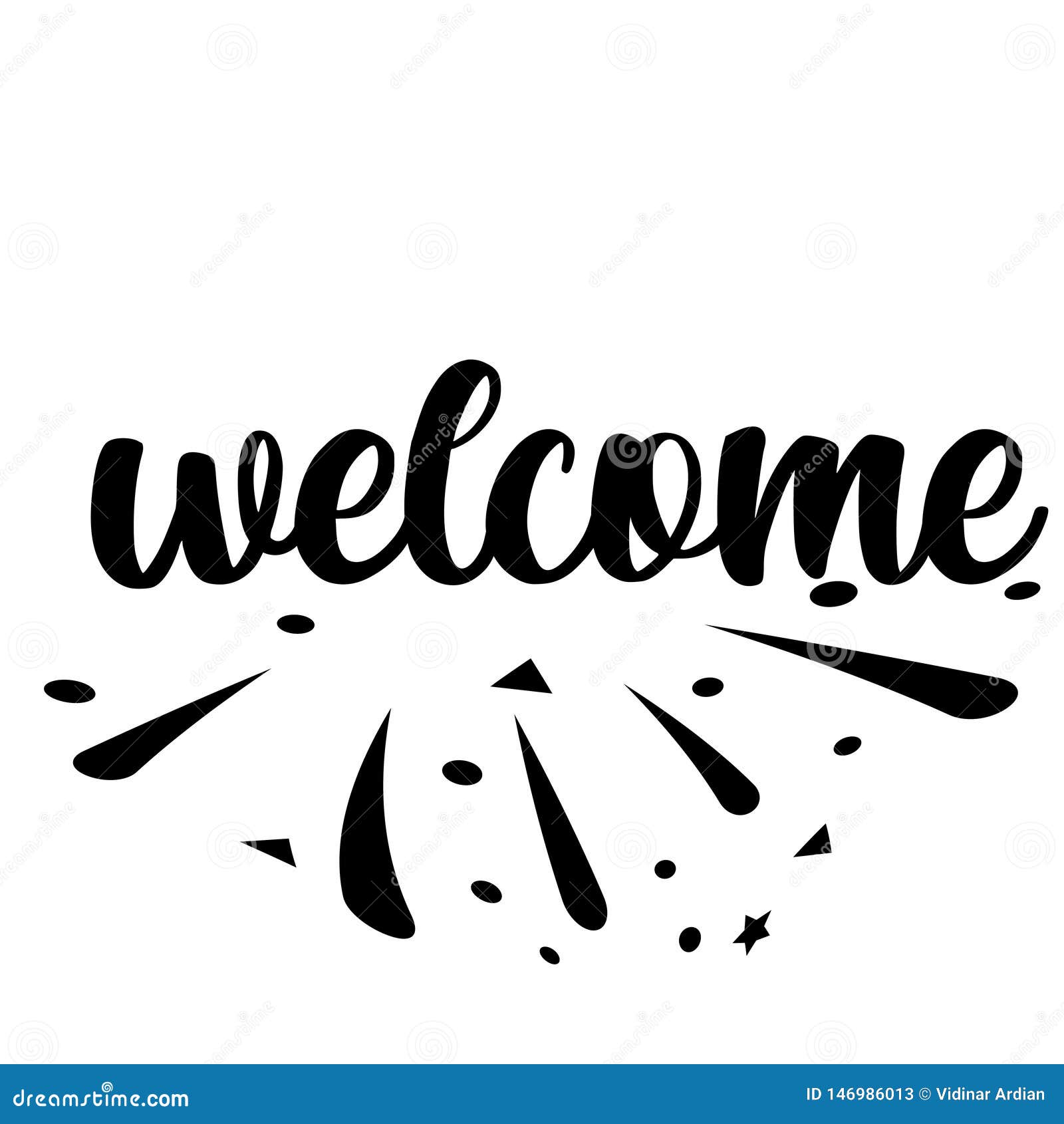 Lettering Hello Welcome Wrote by Brush. Hello Welcome Calligraphy Stock ...