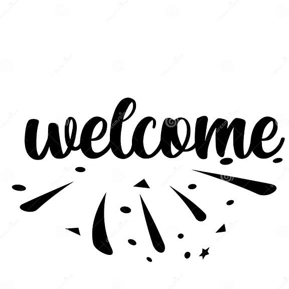 Lettering Hello Welcome Wrote by Brush. Hello Welcome Calligraphy Stock ...