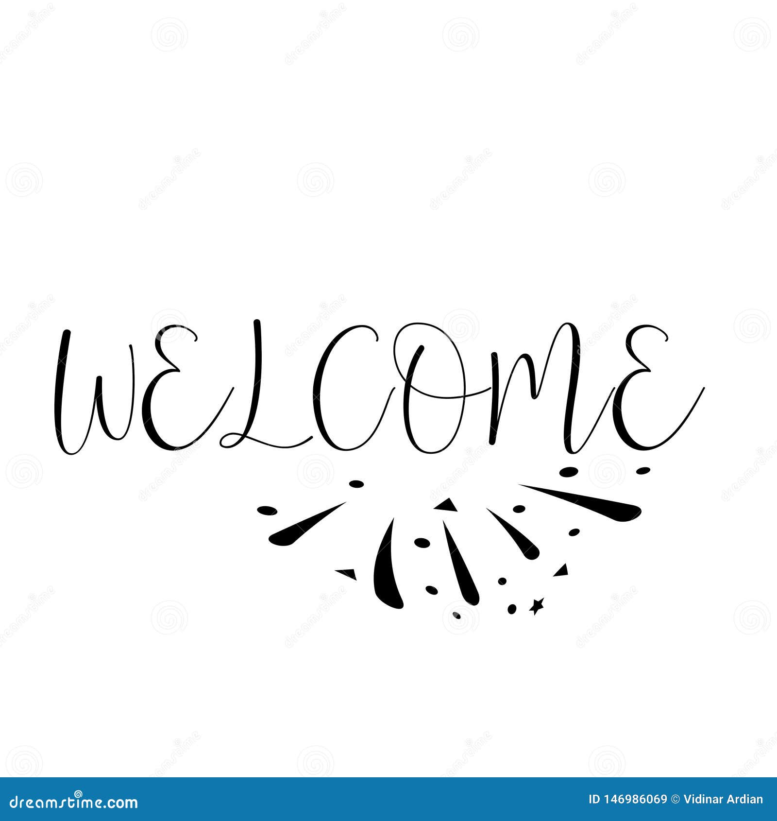 Lettering Hello Welcome Wrote by Brush. Hello Welcome Calligraphy Stock ...