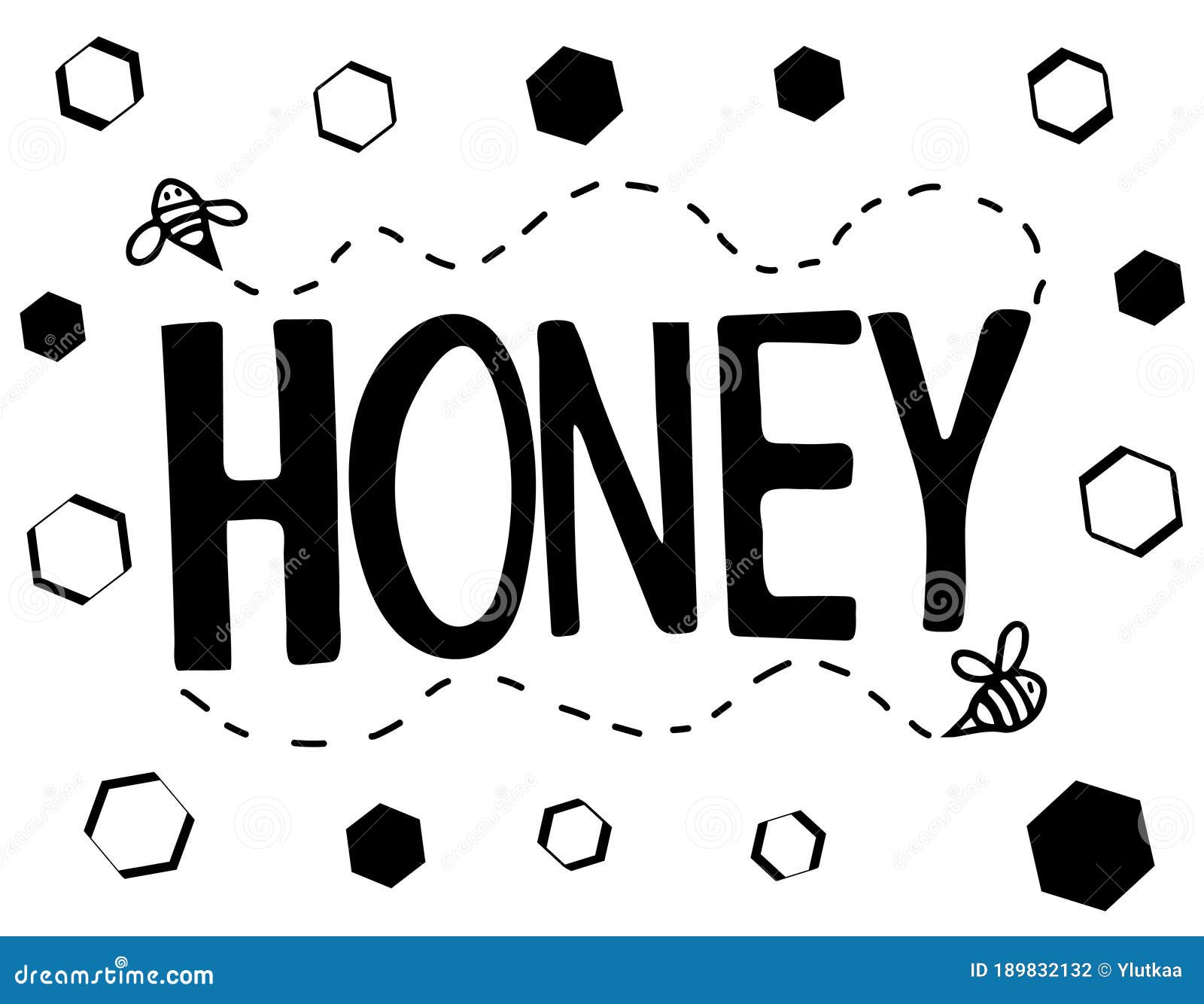 Lettering Honey with Bees.Label for Label.the Bees Stock Vector ...