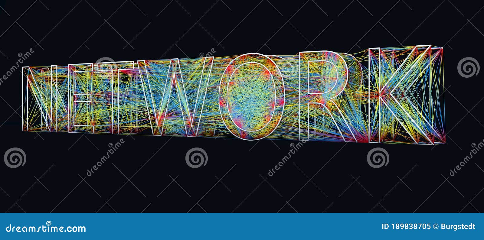 Lettering Network, Letters Connected with Colored Lines Stock ...