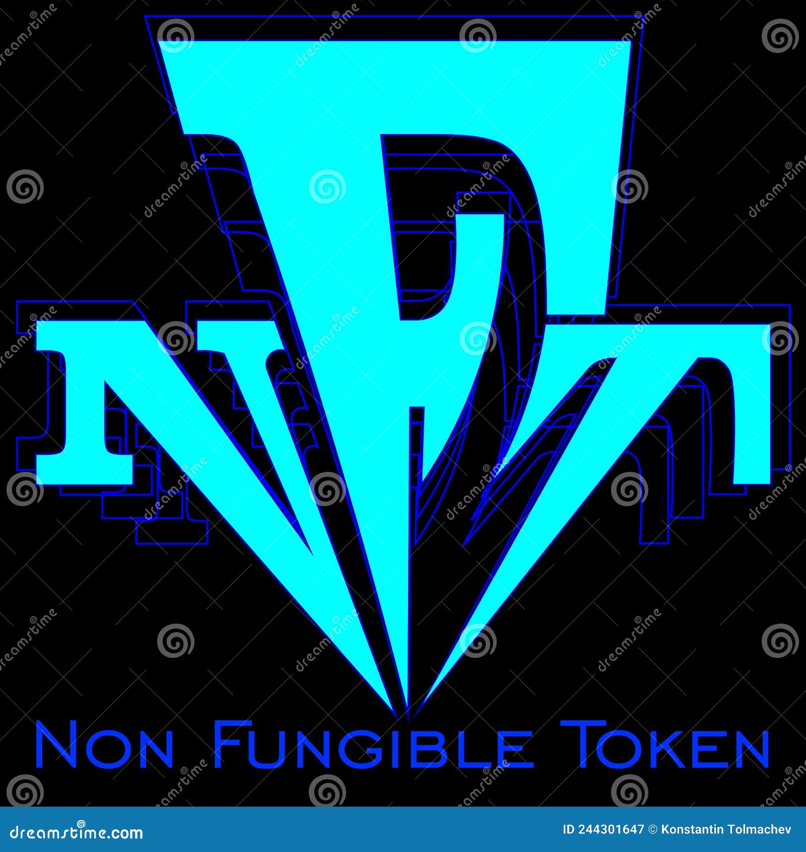 Lettering of the Nft Logo with Contours on a Dark Background Stock ...