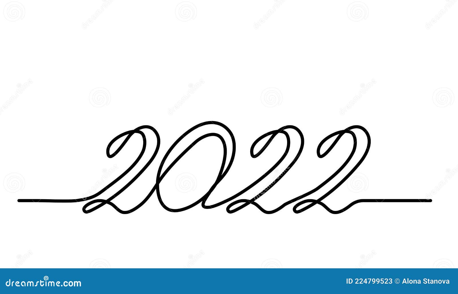 2022 Lettering. One Continuous Line Art Drawing Text Stock Vector ...