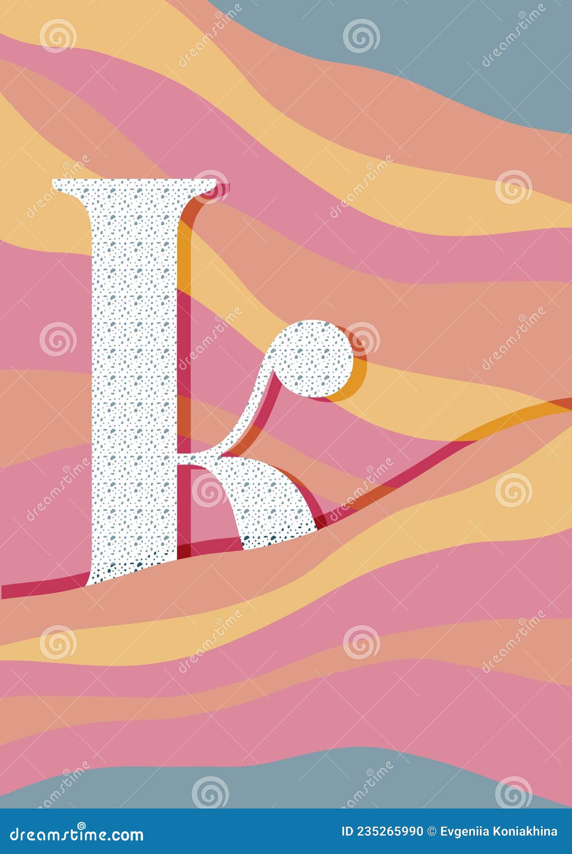 Lettering Pattern. a Letter Behind the Layers of Mountains. Modern ...