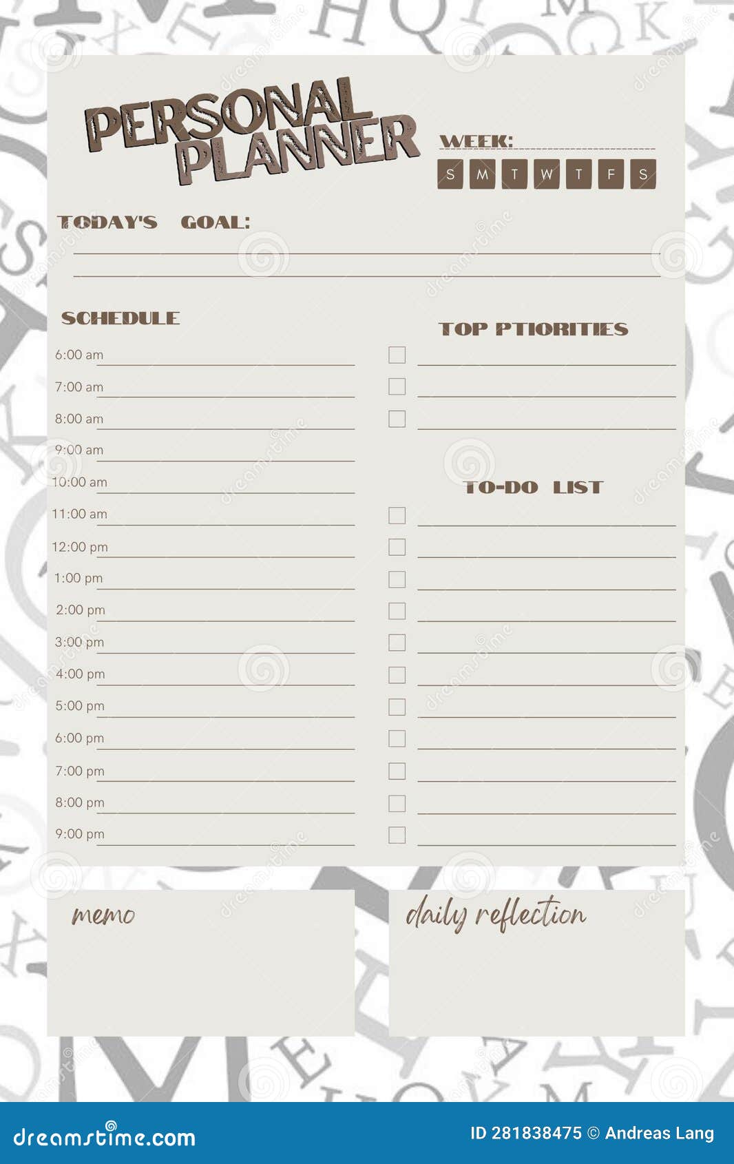 Lettering Planner Digital Printable Blank Template Insert Stock ...