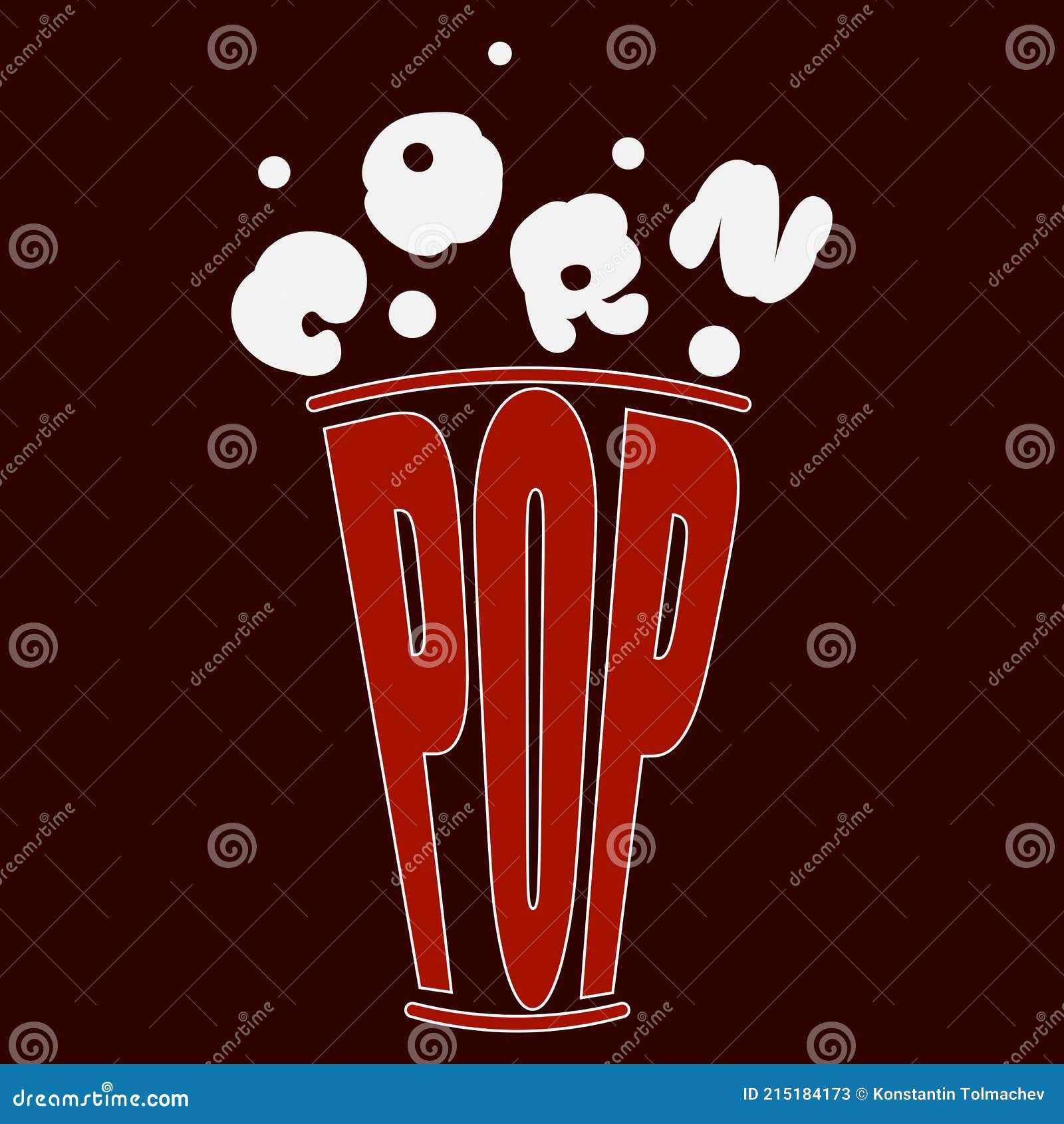 Lettering Popcorn Logo with an Inscription in the Form of a Glass and ...