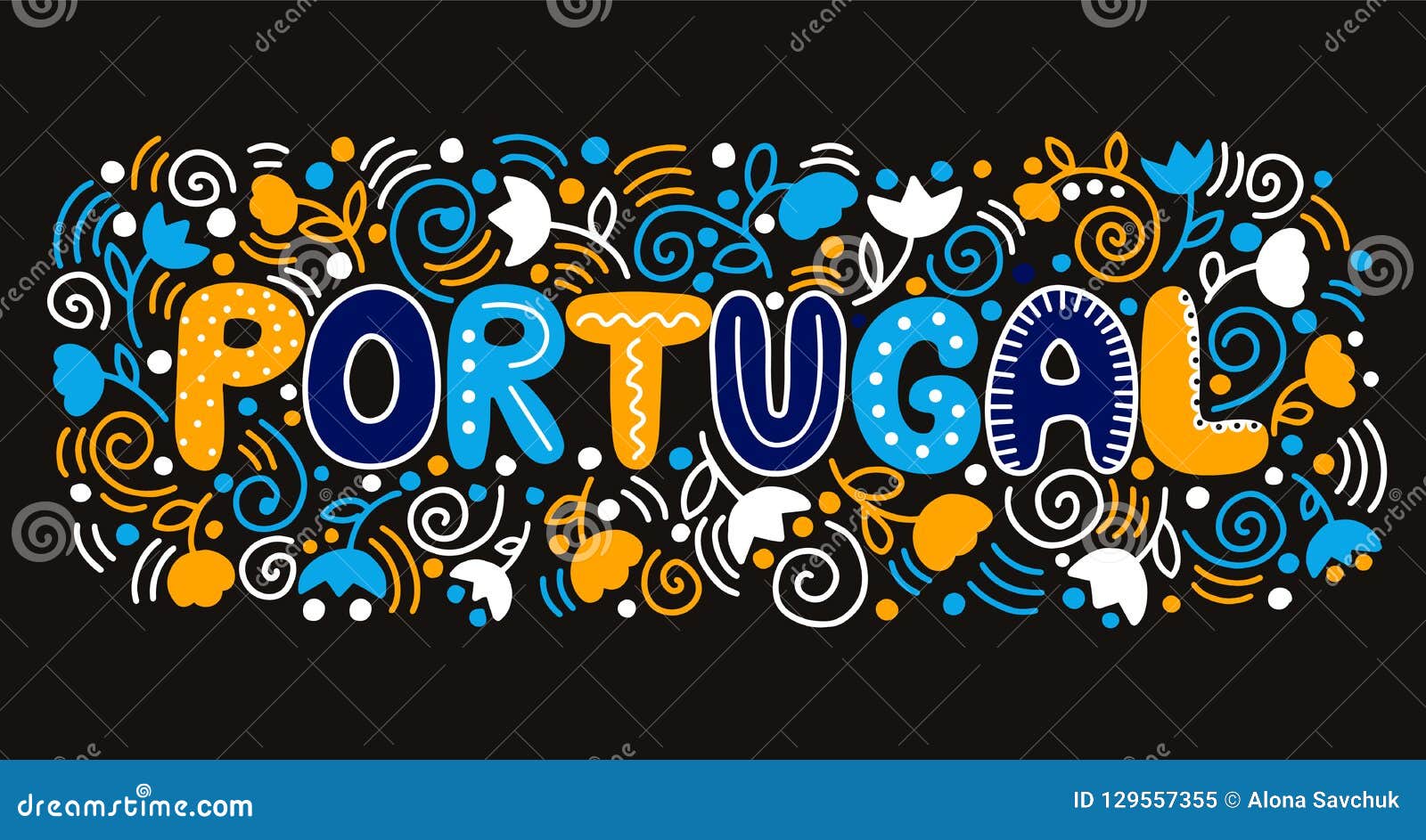 Lettering Portugal. Vector Illustration. Stock Vector - Illustration of ...