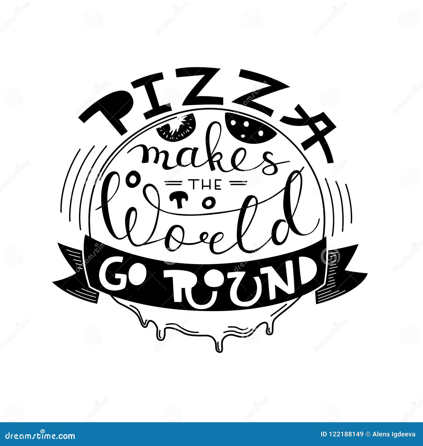 Lettering poster. Pizza stock illustration. Illustration of print ...