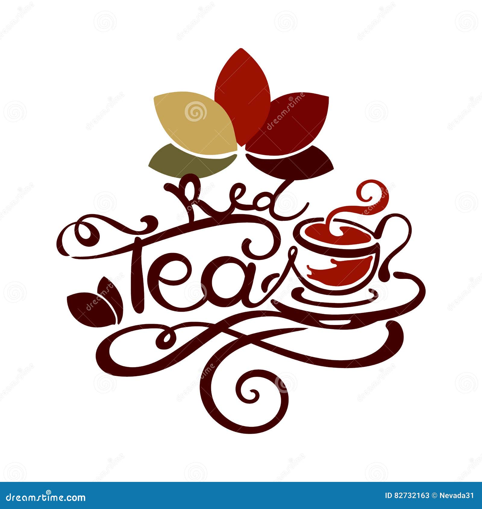 Lettering - Red Tea stock illustration. Illustration of decoration ...