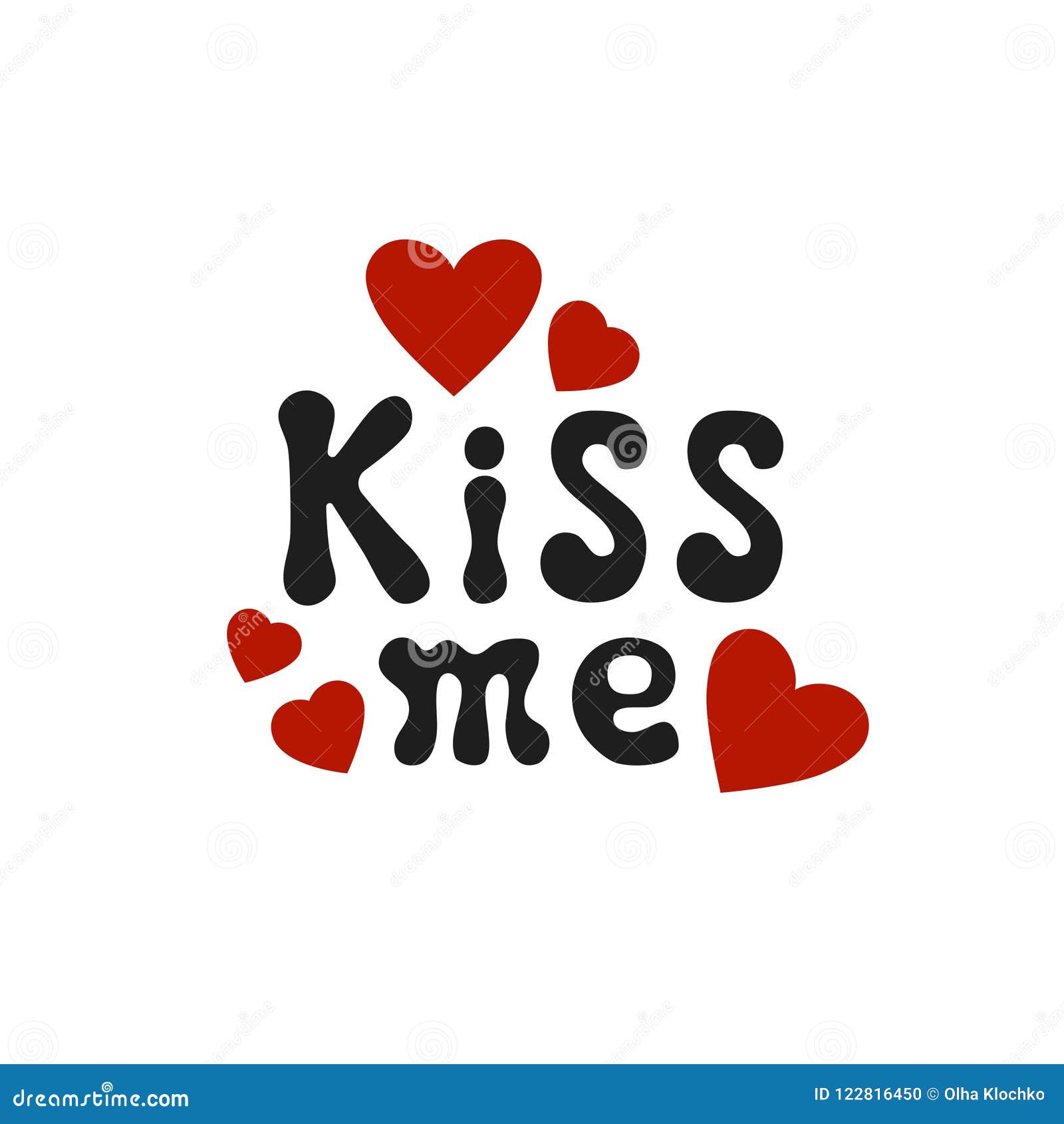 Lettering Romantic Phrase Kiss Me Handdrawn Decorative Element Love