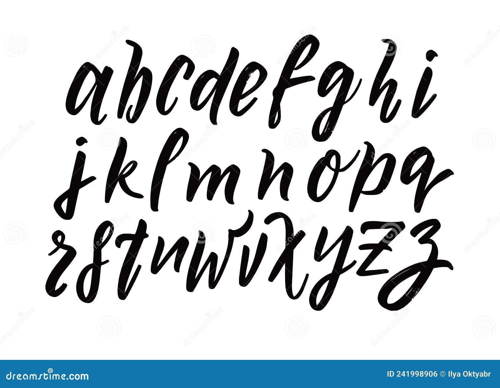 Lettering Script Font. Hand Drawn Black Color Modern Calligraphy Type ...