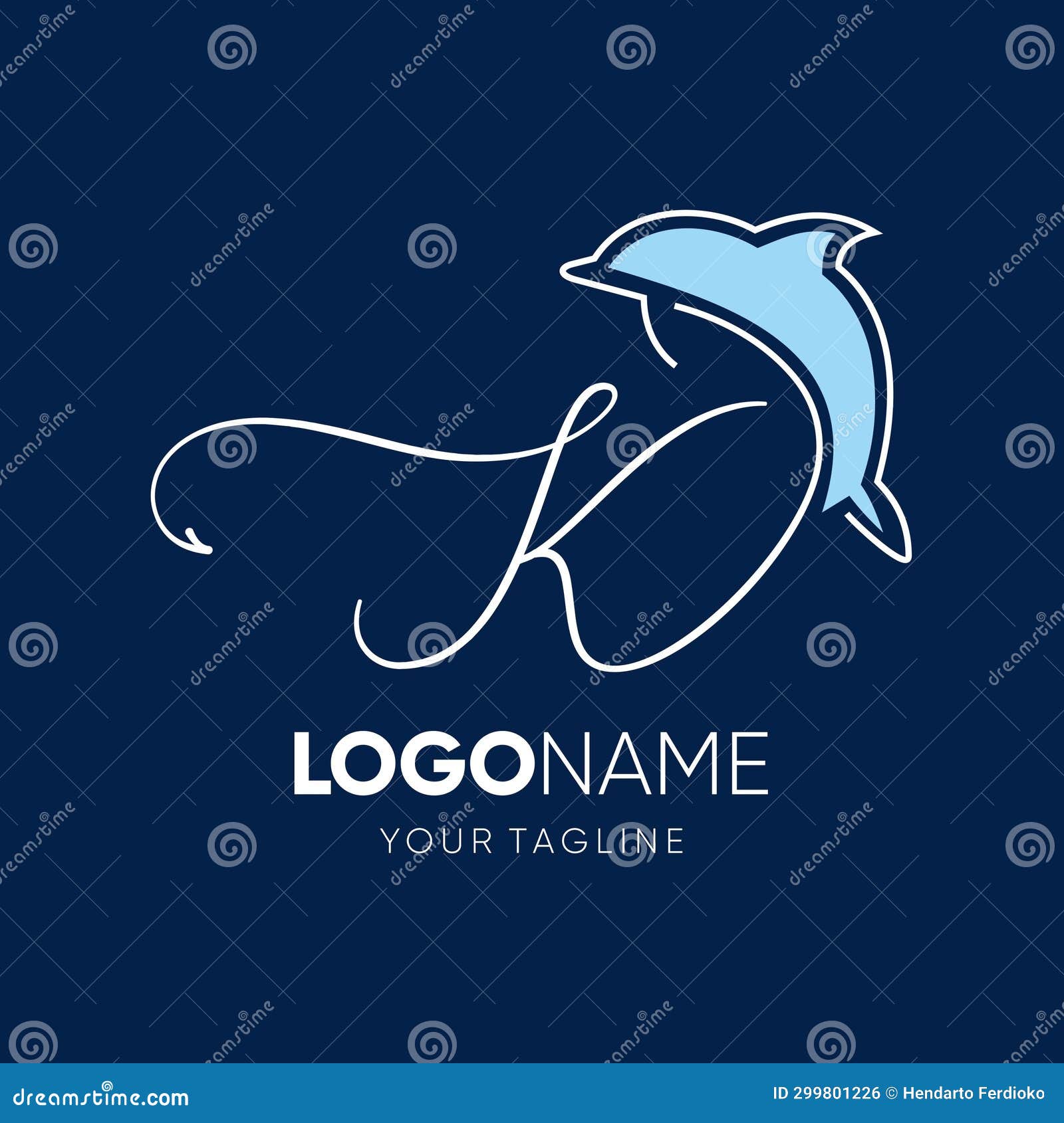Lettering Script K with Dolphin Silhouette Logo Design Vector Icon ...