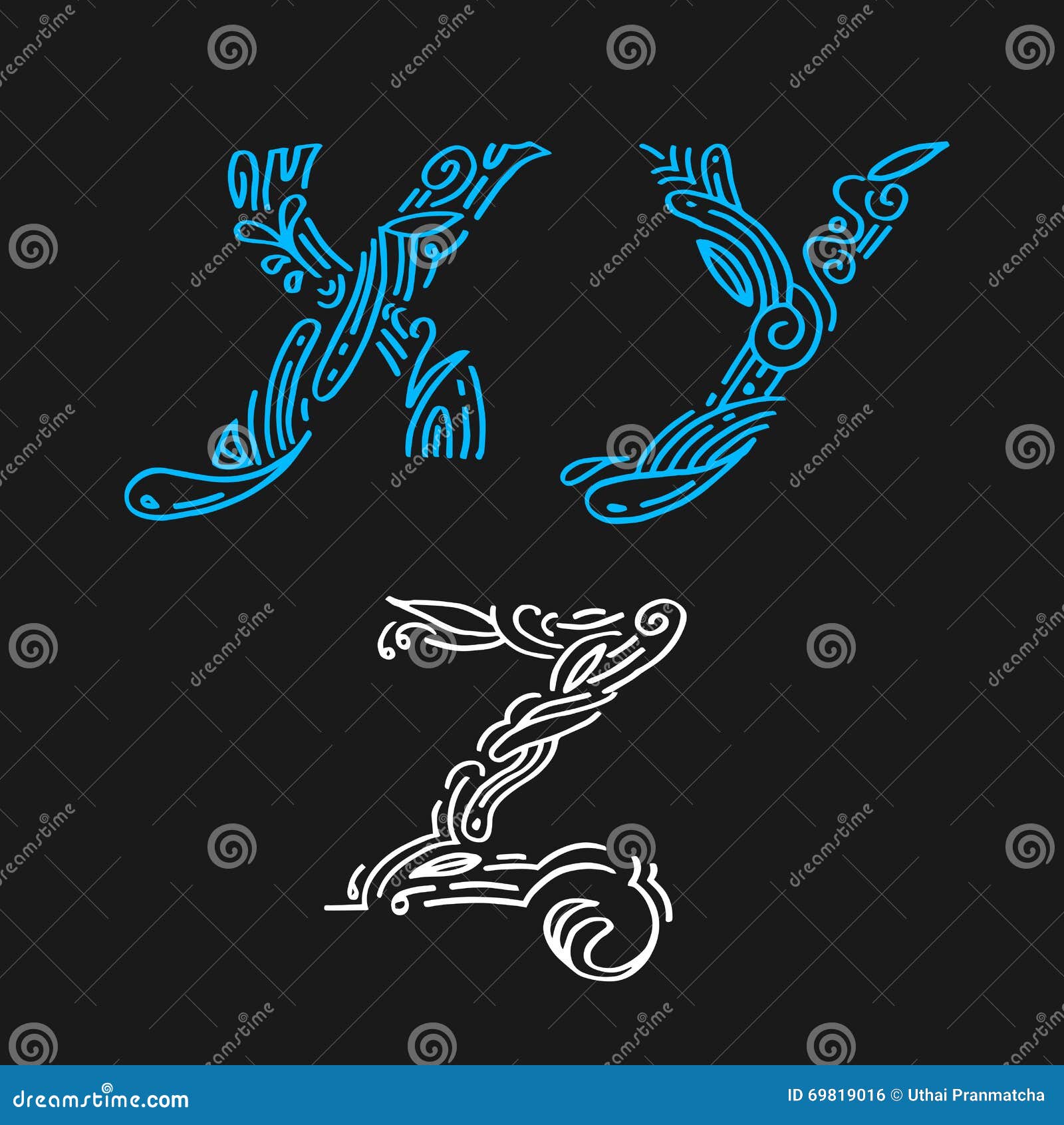 Lettering Set Design-hand Drawn Stock Vector - Illustration of doodle ...