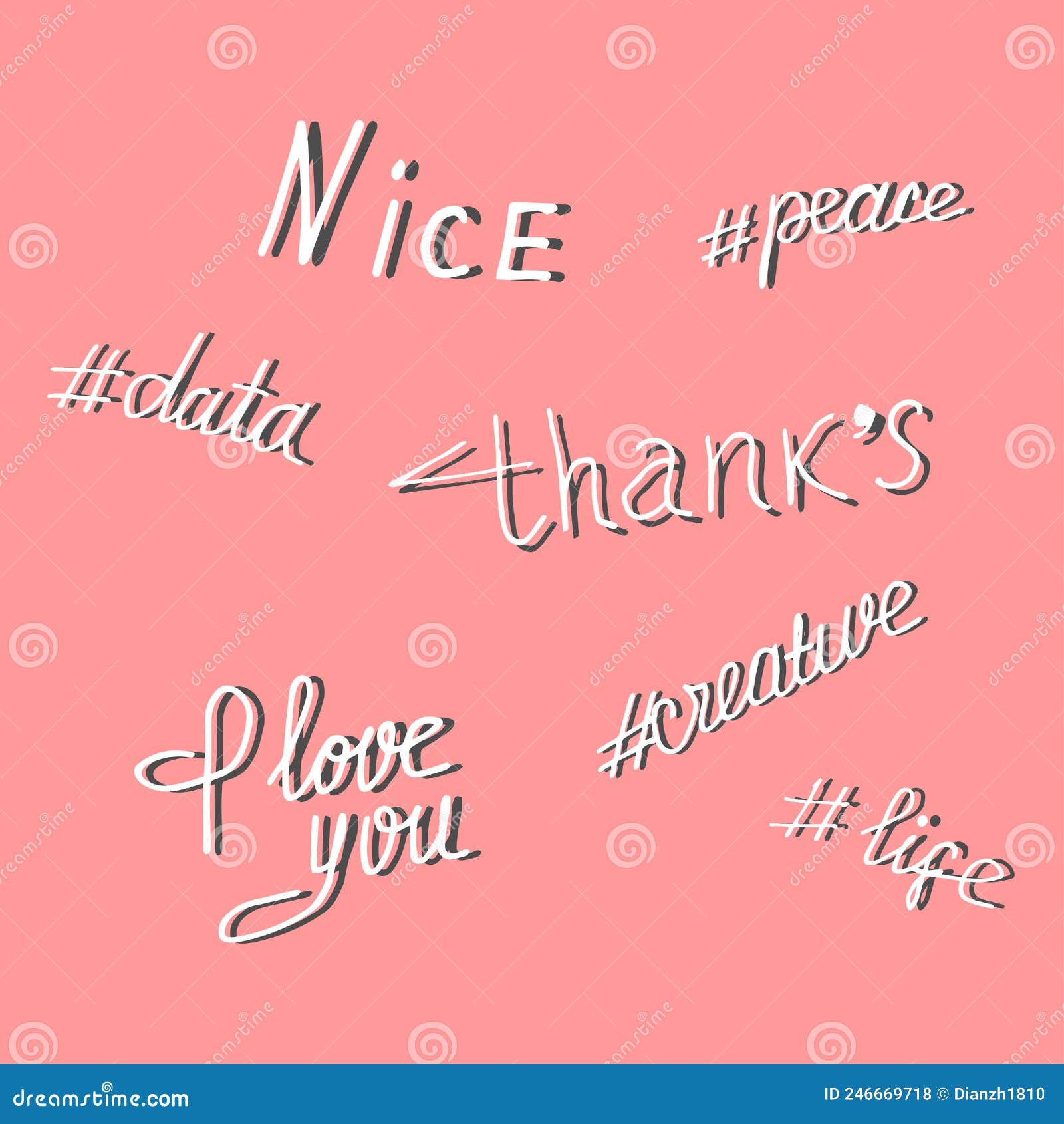 Lettering with Shadow Hand Draw on the Pink Background. Vector Stock ...