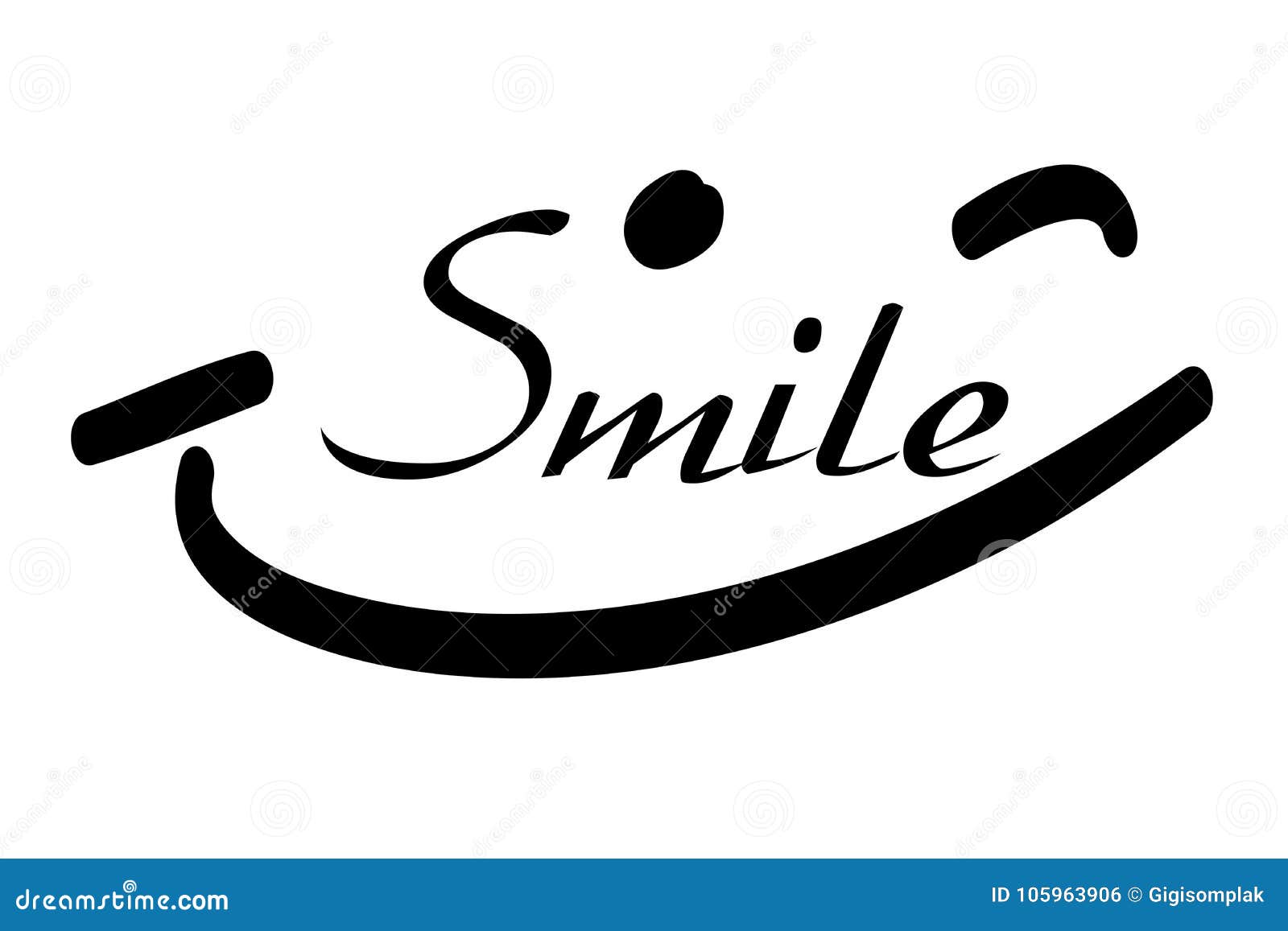 Lettering : Smile, Isolated on White Stock Vector - Illustration of ...