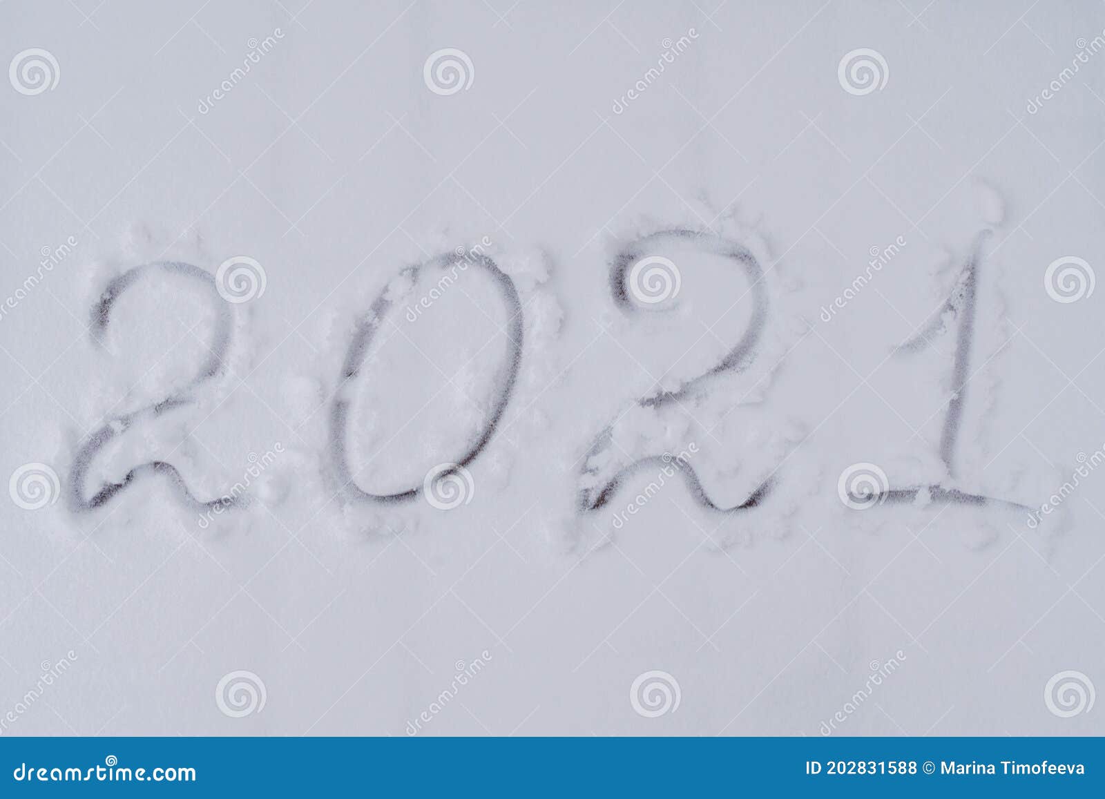 2021 Lettering in the Snow, Flat Lay. New Year Date Concept Stock Photo ...