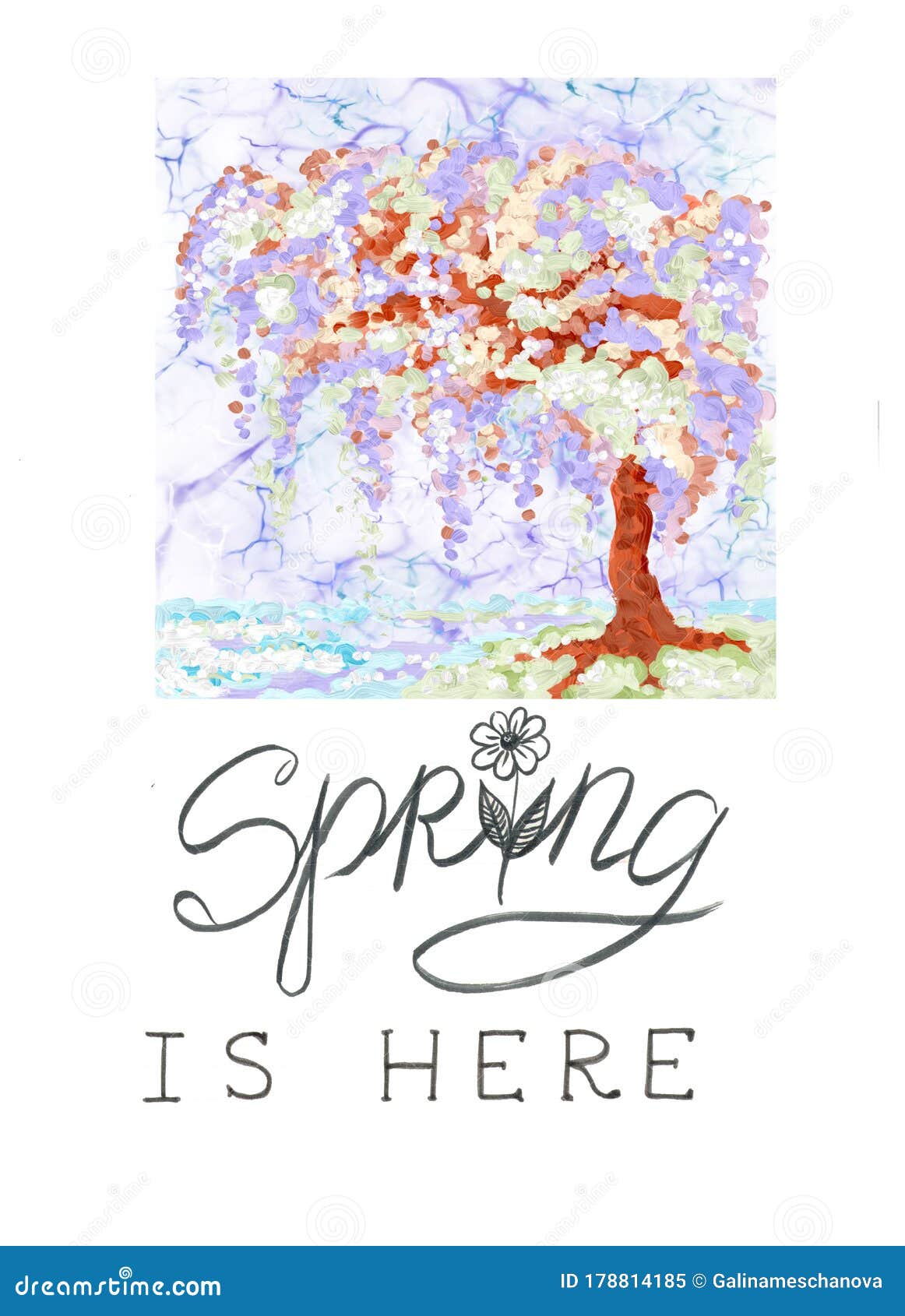 Lettering Spring is Here Welcome Words Text Stock Illustration ...