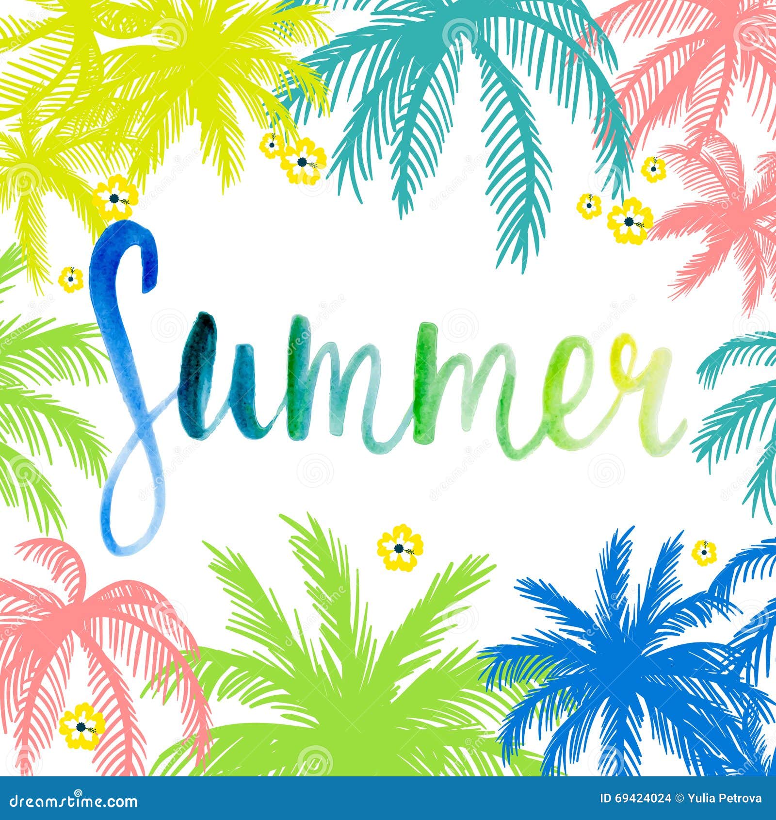Lettering Summer at the Background with Palms. Stock Vector ...