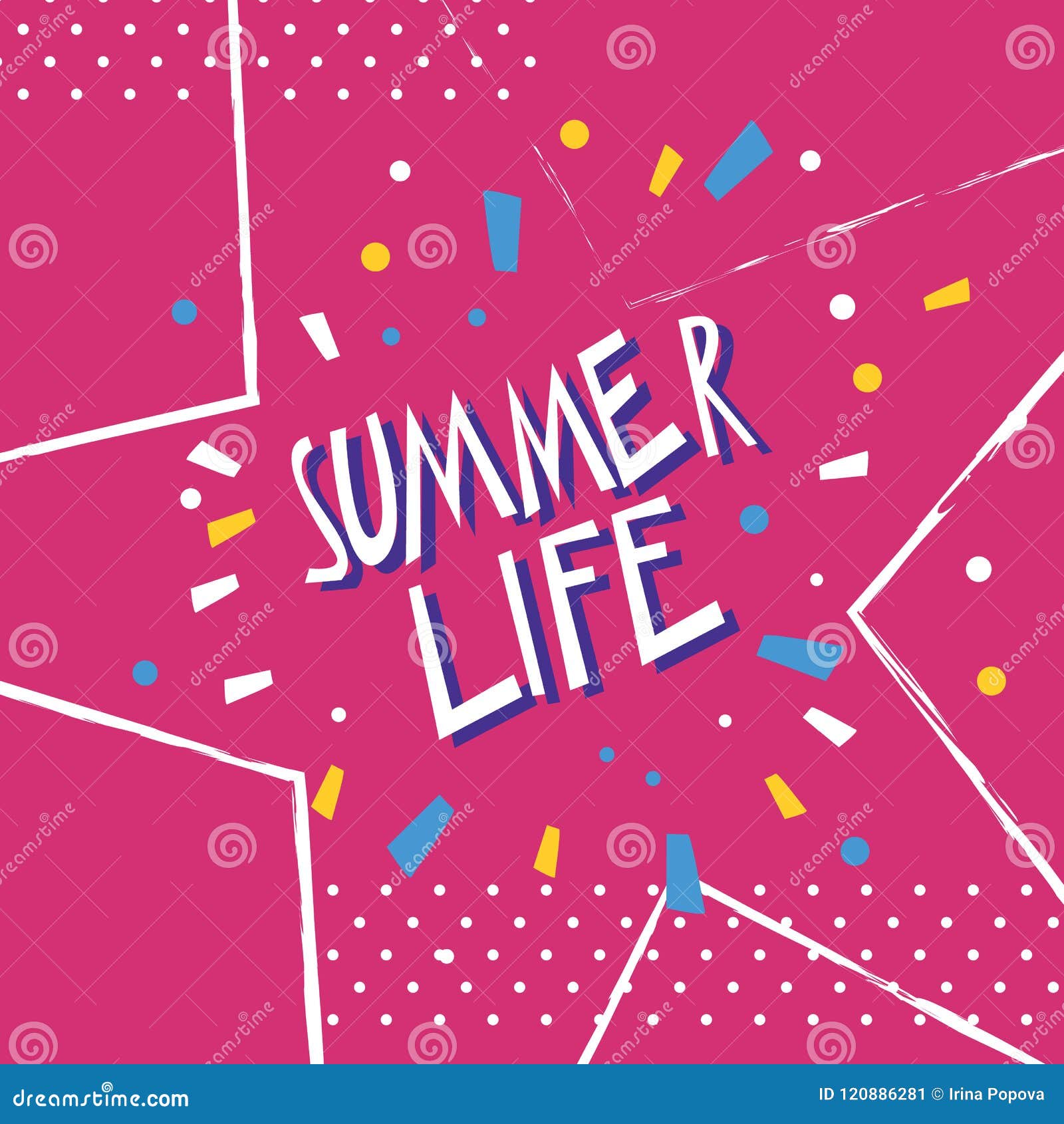 Lettering Summer Life. Abstract Vector, Hand Drawing Typography Stock ...