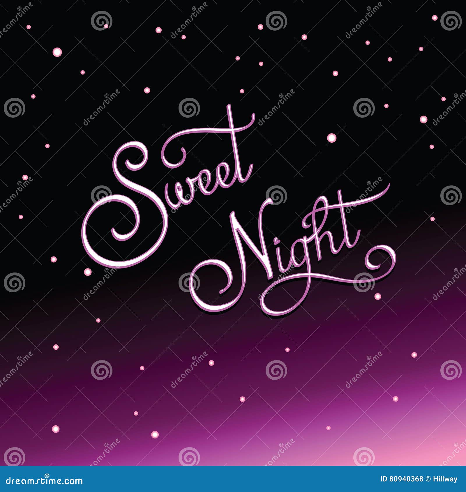 Lettering Sweet Night on Background of Starry Sky. Stock Vector ...