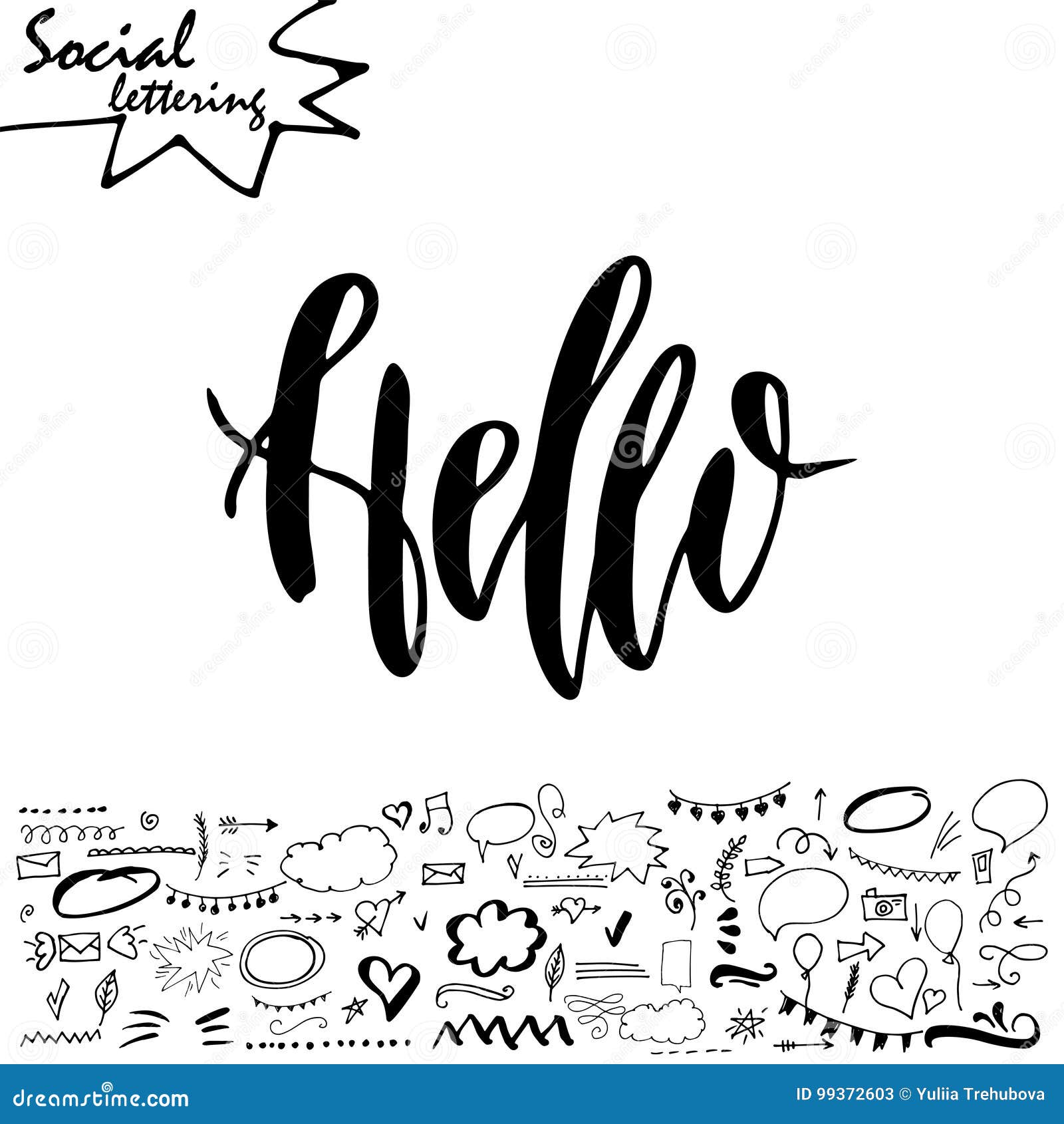 Lettering and Symbols on Social Media Element. Modern Calligraphy for ...