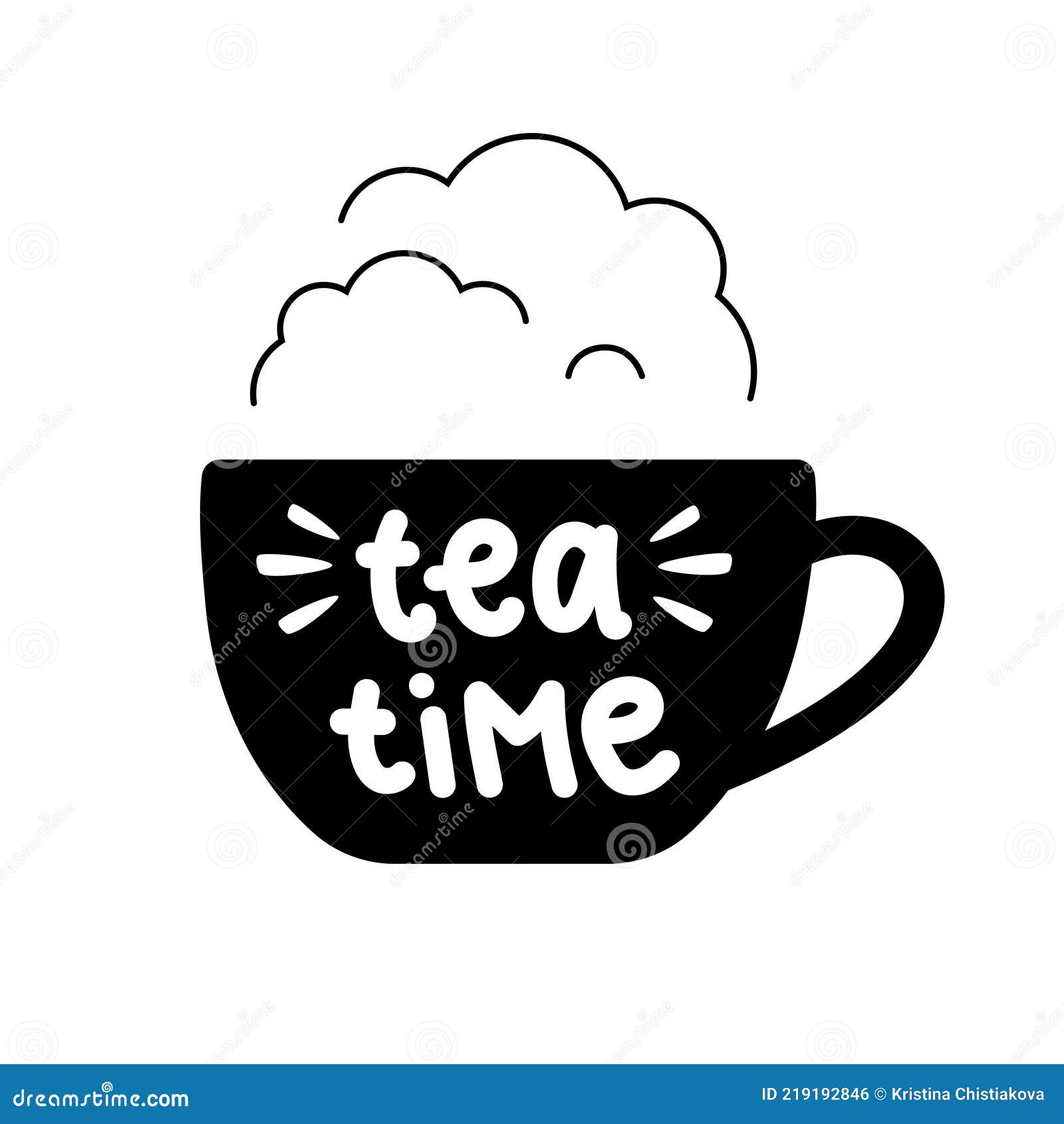 Lettering Tea Time on a Cup with Steam. for Logo, Cafe, Invitation ...