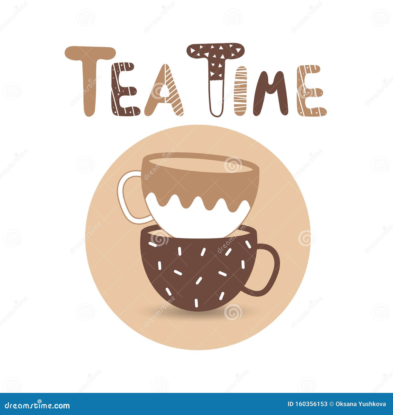 Lettering tea time stock illustration. Illustration of logo - 160356153