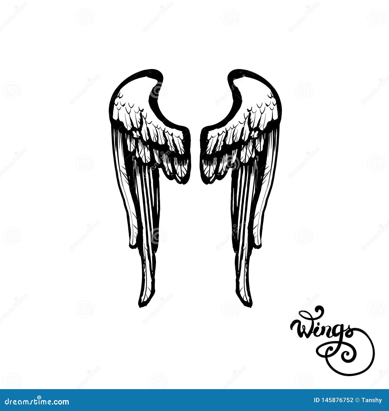 Lettering Wings Logo Print Vector Angel Stock Vector - Illustration of ...