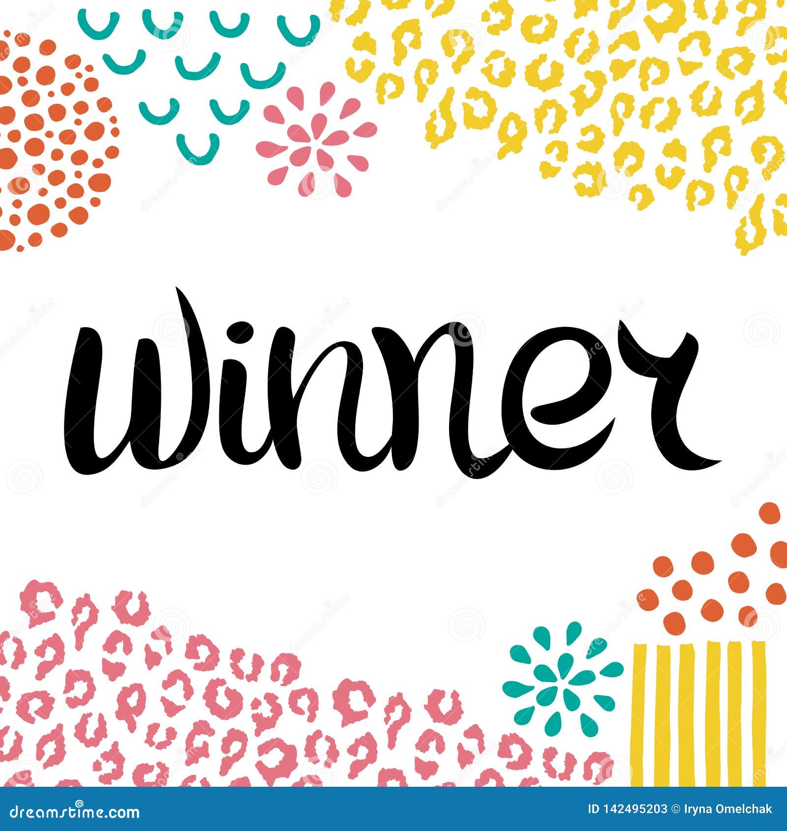 Lettering Winner. Hand Drawn Inscription Stock Vector - Illustration of ...