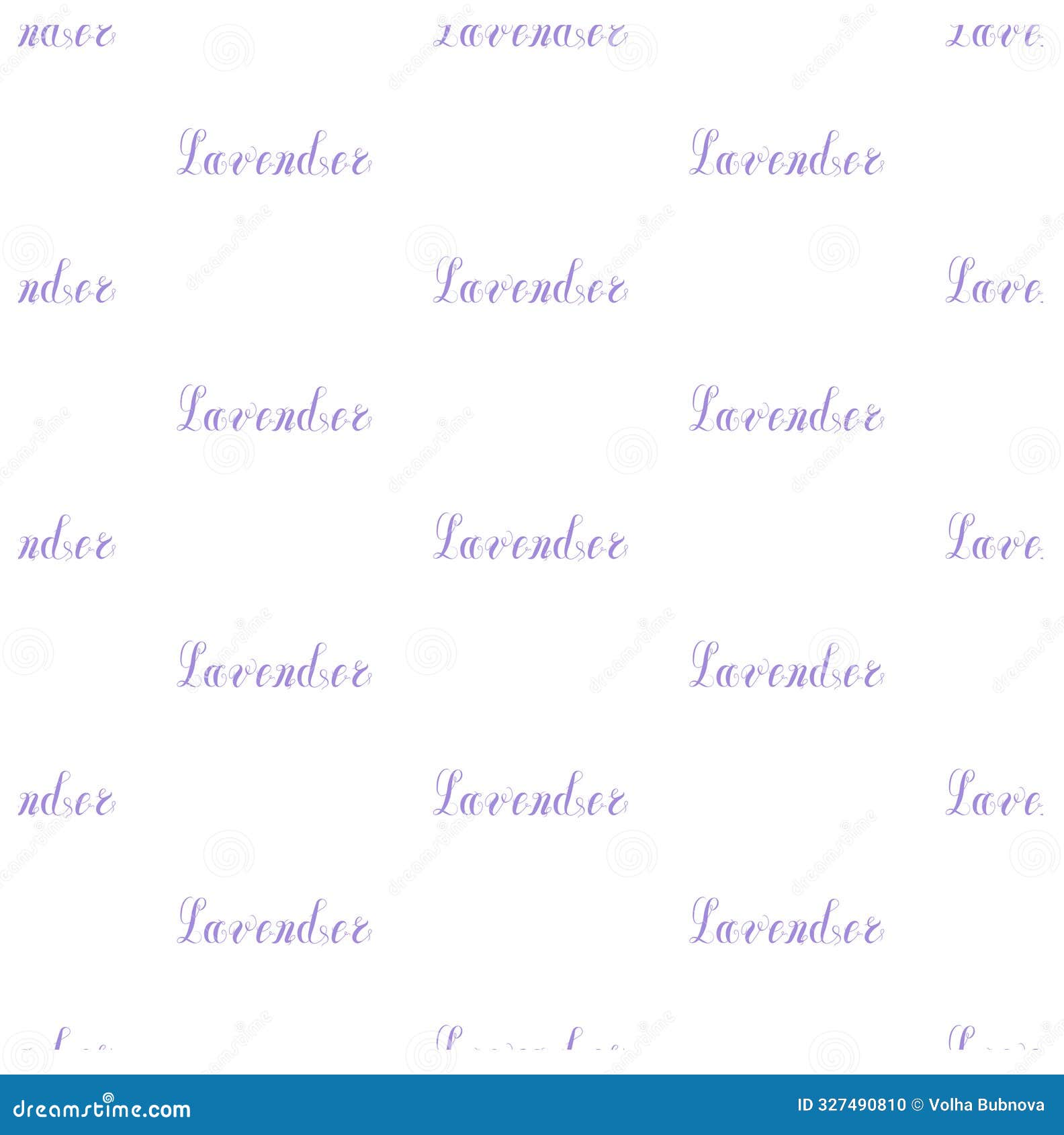 Lettering of the Word Lavender. Cursive. Seamless Pattern Stock ...