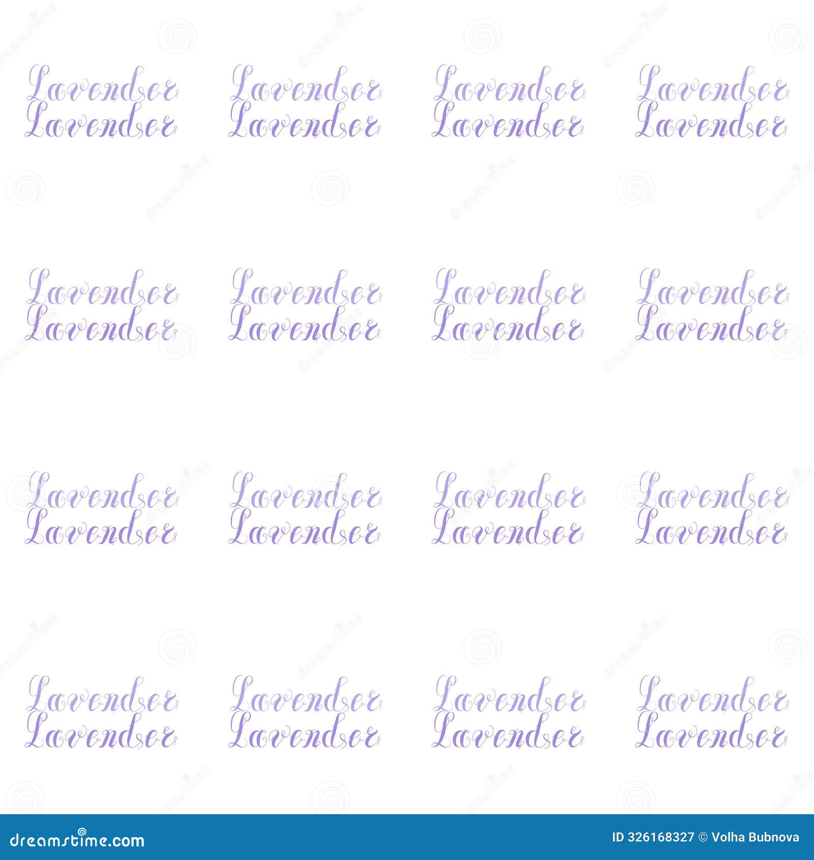 Lettering of the Word Lavender. Cursive. Seamless Pattern Stock ...