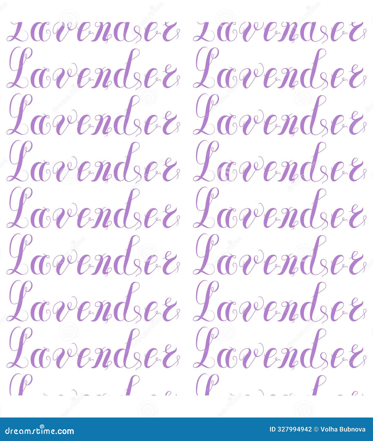 Lettering of the Word Lavender. Cursive. Seamless Pattern Stock ...