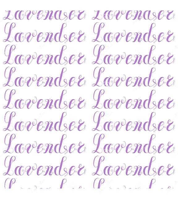 Lettering of the Word Lavender. Cursive. Seamless Pattern Stock ...