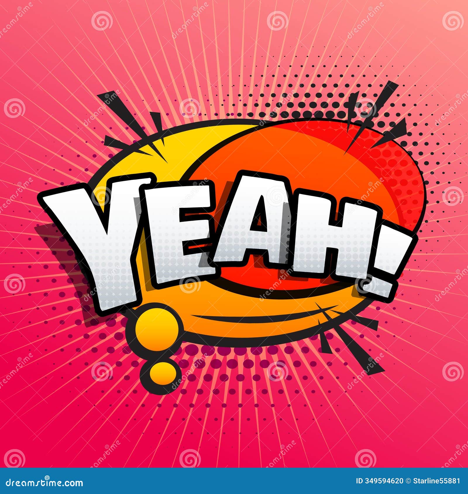 Lettering Yeah Comic Text Sound Effect in Retro Pop Art Cartoon Style ...