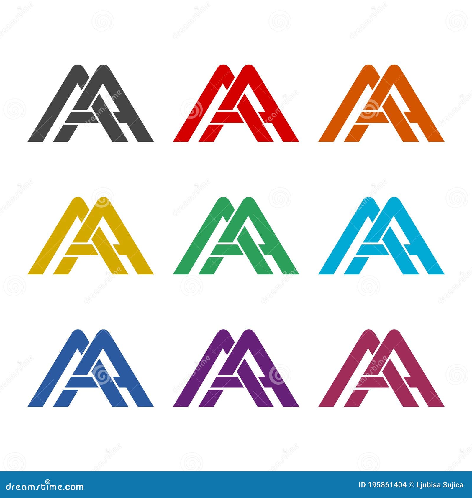 Letters AA Logo Icon, Color Set Stock Vector - Illustration of emblem ...