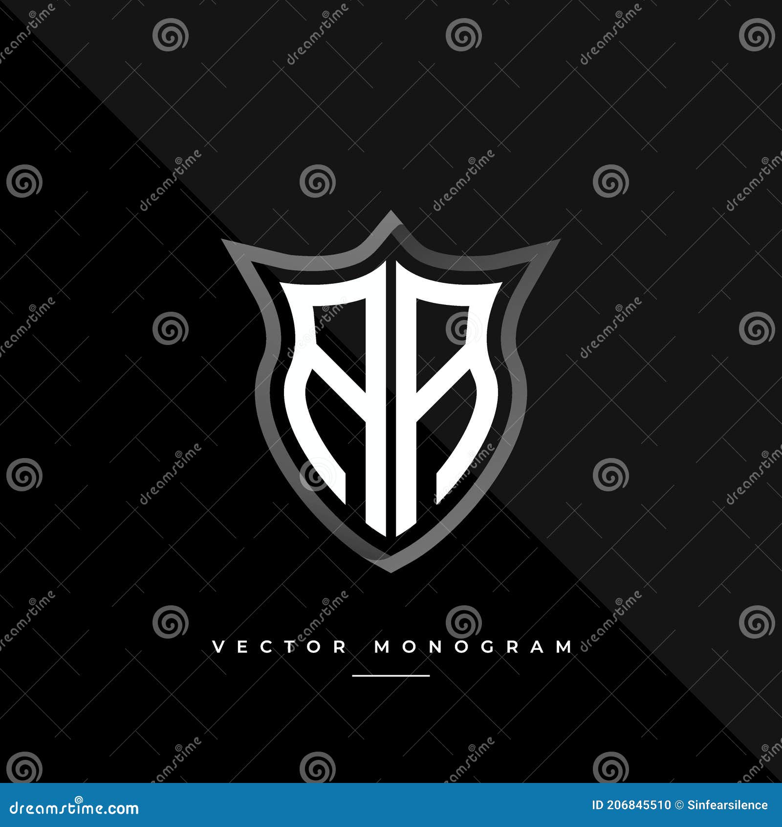 Letters AA Monochrome Silver Shield Monogram Vector Logo Template Stock ...