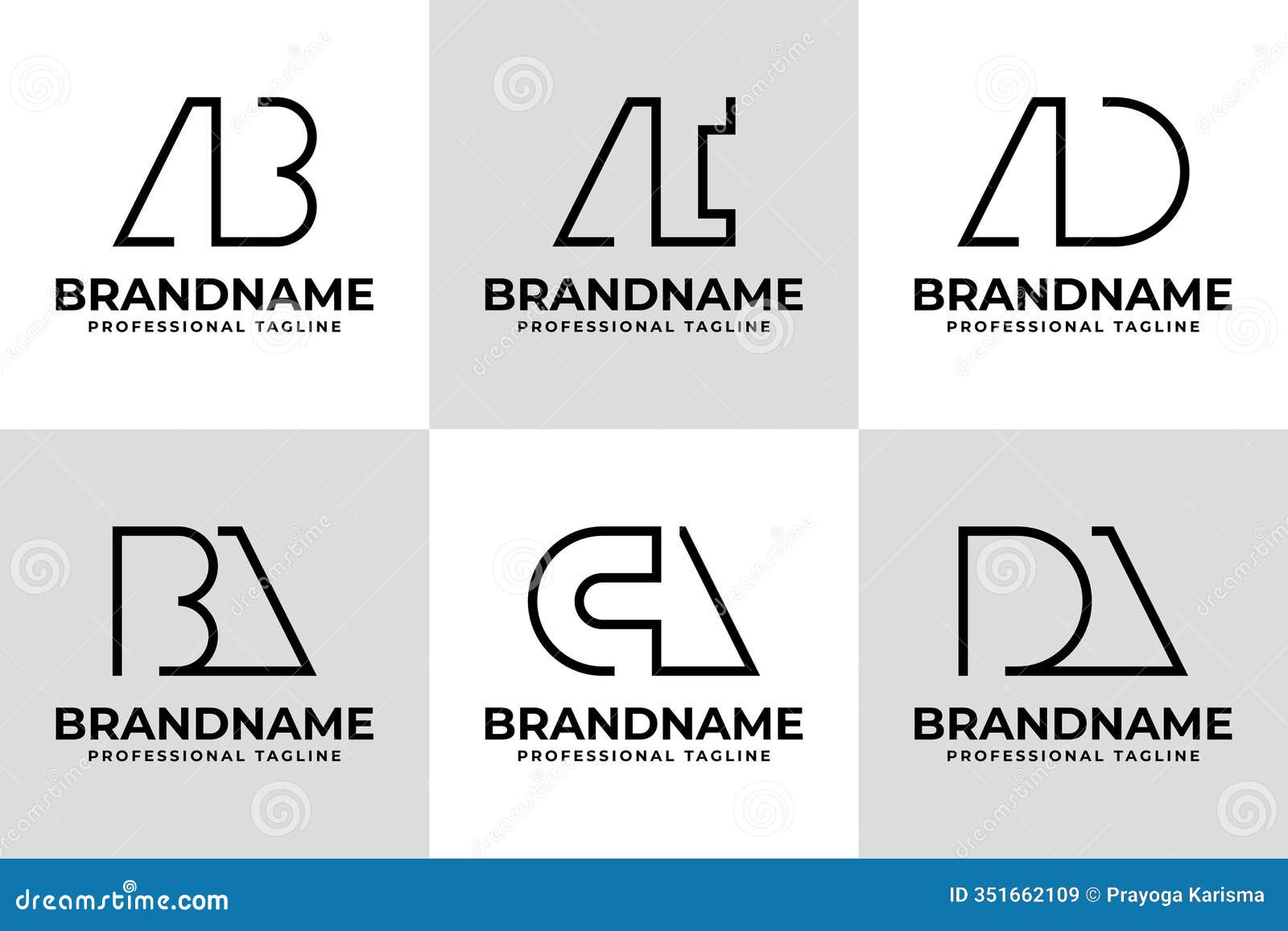 Letters AB AB AC CA AD DA Monogram Logo Stock Illustration ...