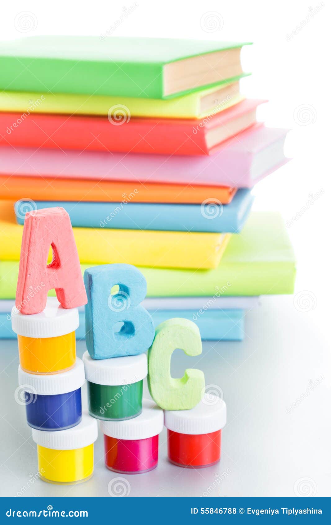 Letters Abc and Stack of Books Stock Photo - Image of cover, stack ...