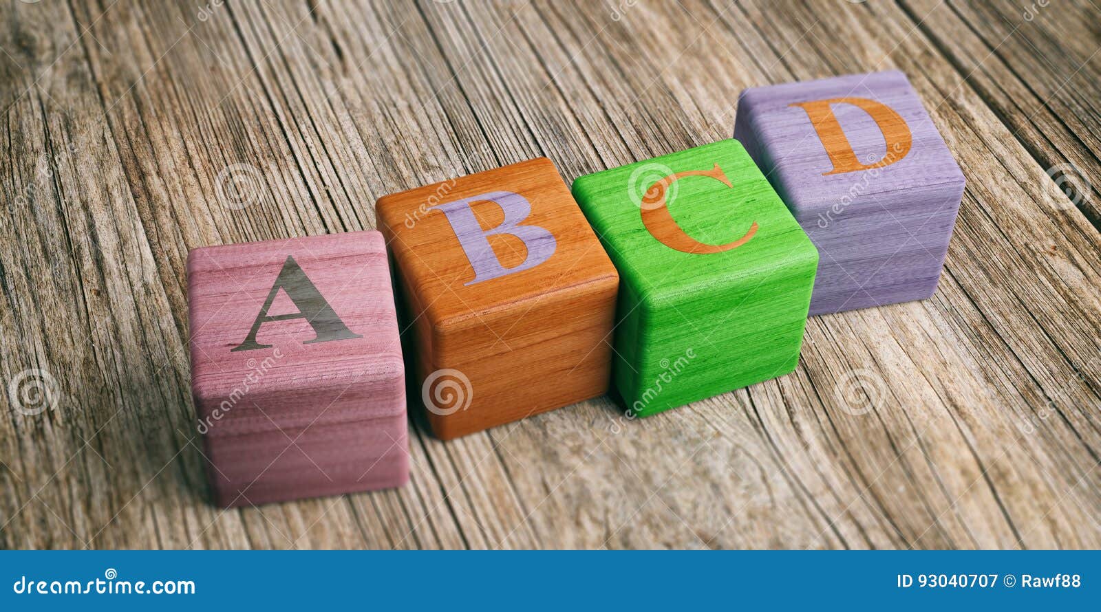 Letters Abcd on Wooden Blocks. 3d Illustration Stock Illustration ...