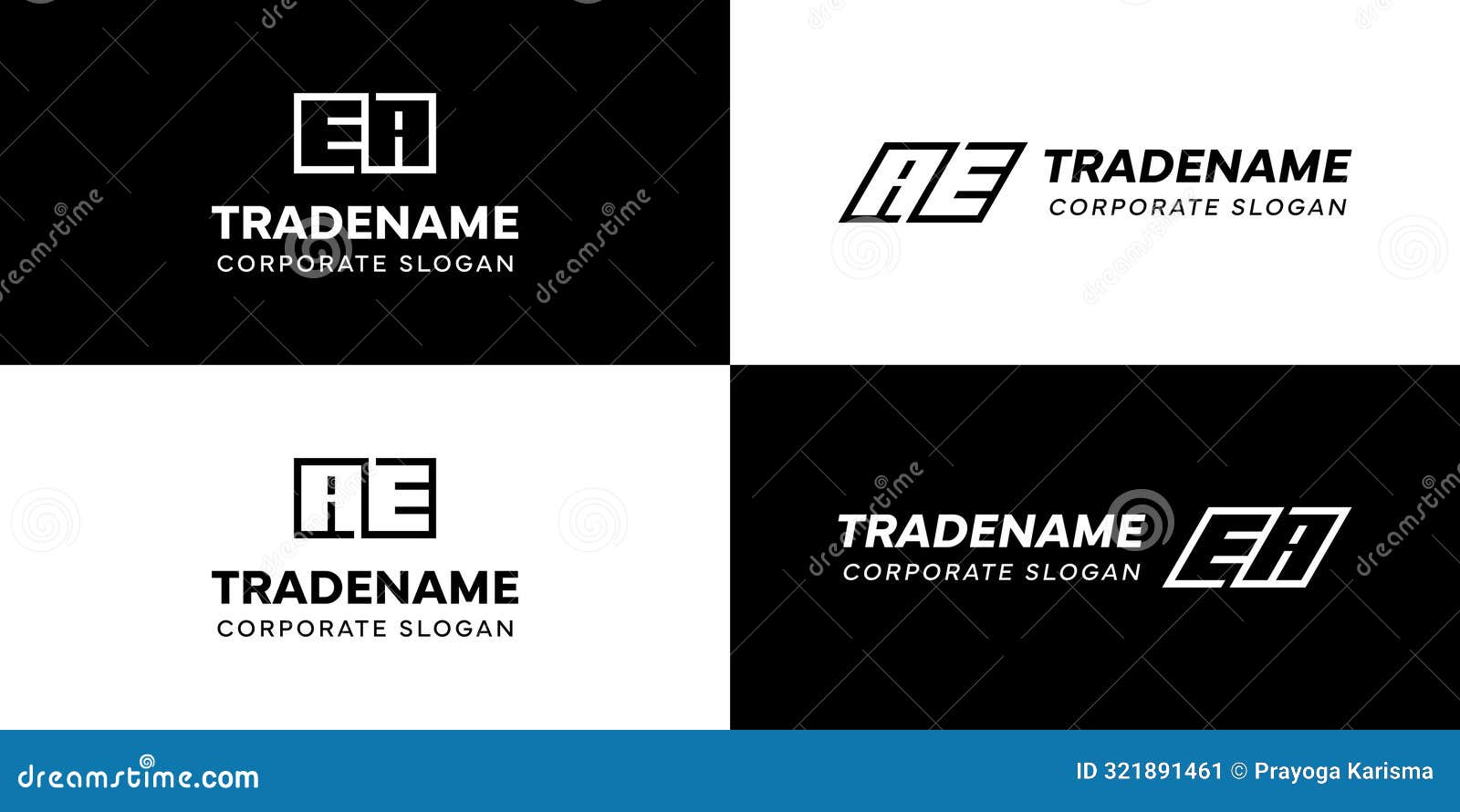 Letters AE and EA Square and Dynamic Logo Set, for Business with ...