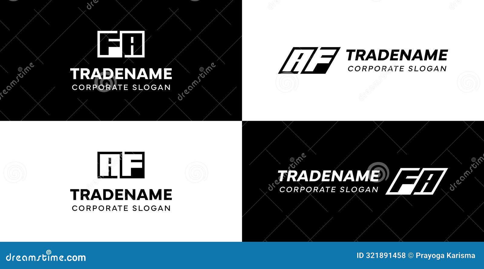 Letters AF and FA Square and Dynamic Logo Set, for Business with ...