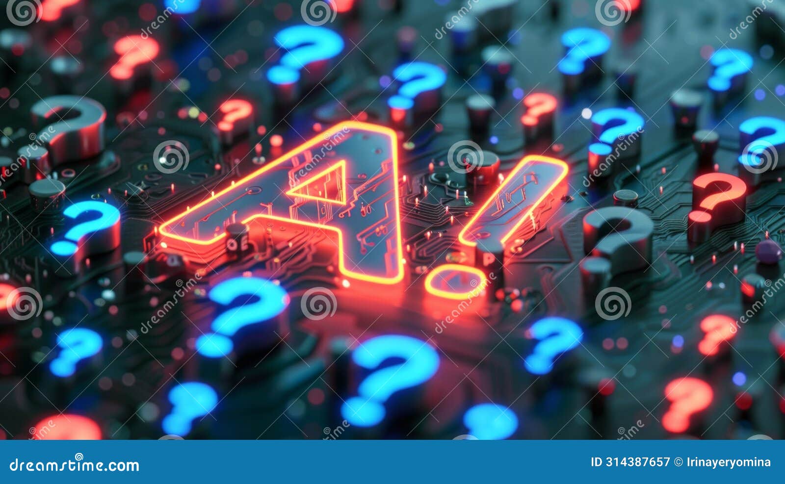 Letters AI , Artificial Intelligence and Question Marks on Digital ...