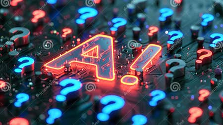 Letters AI , Artificial Intelligence and Question Marks on Digital ...