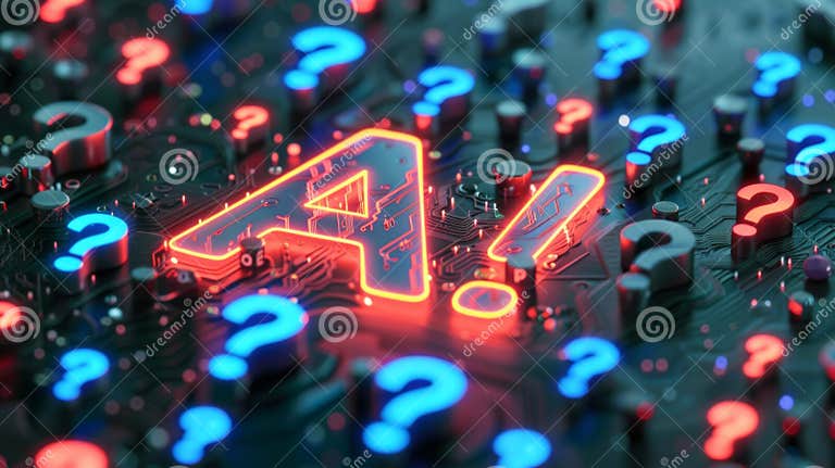Letters AI , Artificial Intelligence and Question Marks on Digital ...