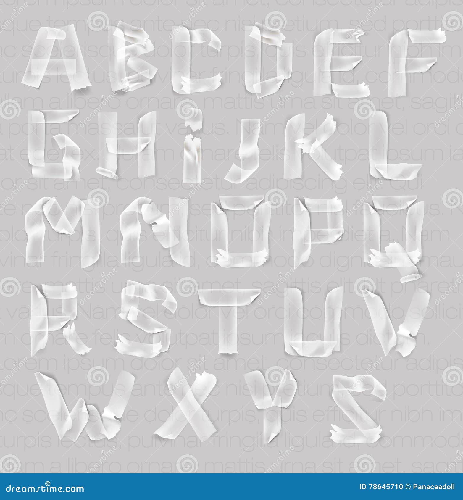 Letters of the Alphabet of Adhesive Transparent Tape Stock Vector ...
