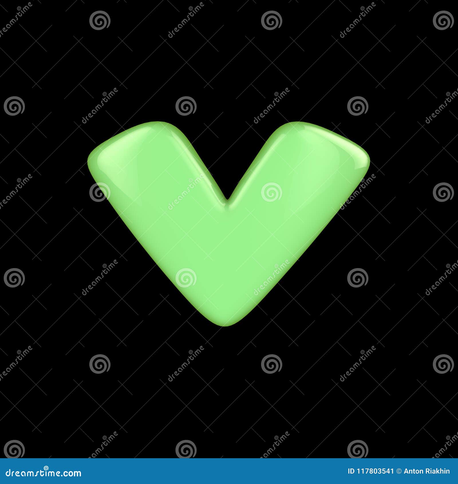 Letters Color V Isolated on Black, 3d Render Stock Illustration ...