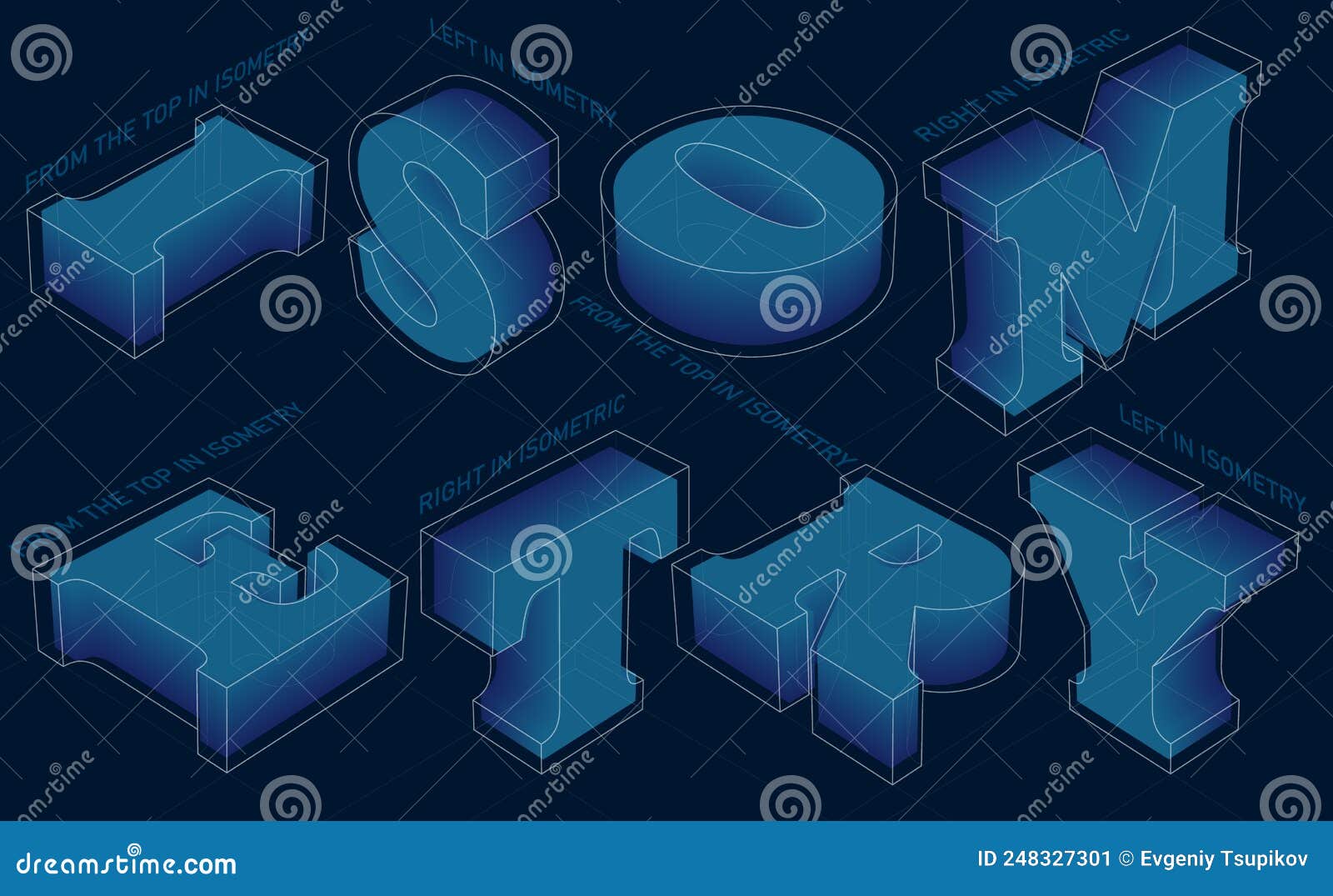 Letters of the Alphabet in Isometry. Stock Vector - Illustration of ...