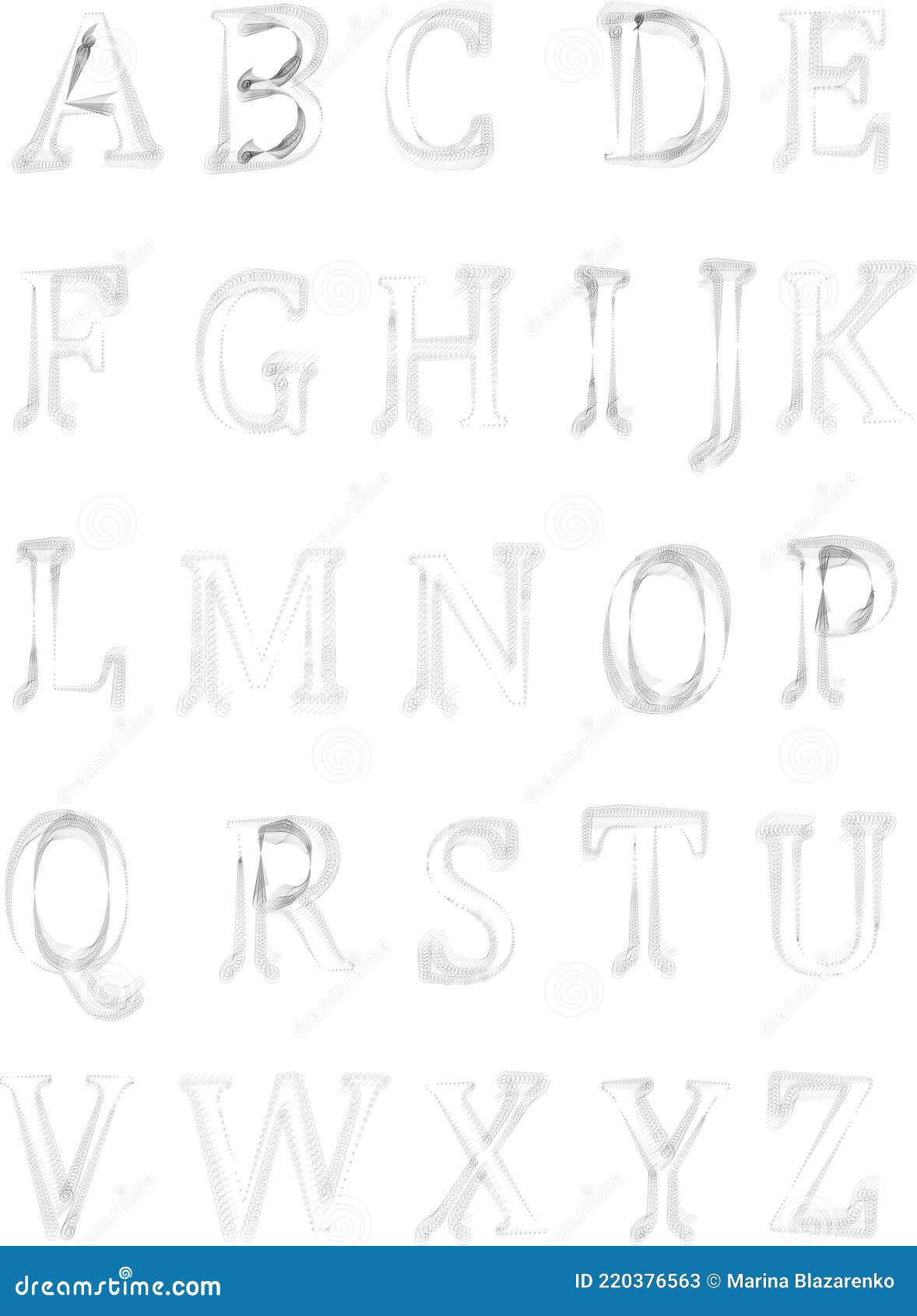 Letters of the Alphabet, Made by Hand-drawn Thin Lines, for Design ...