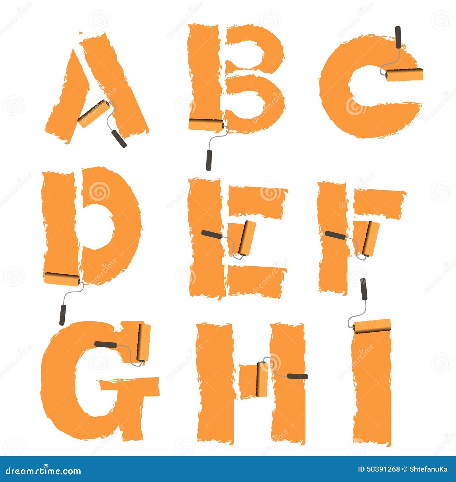 Letters of the Alphabet Painted with Paint Roller Stock Vector ...